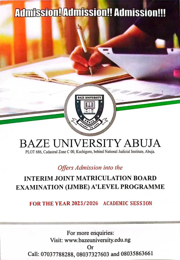Baze University Opens Admission for 2025/2026 IJMBE A’Level Programme ...